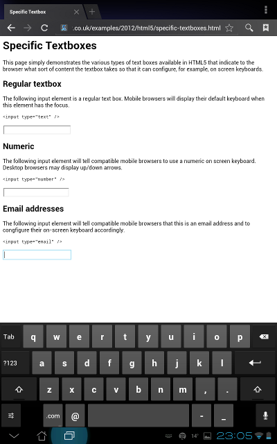 Html5 Text Boxs For Numbers And Email Addresses The Blog Of Colin